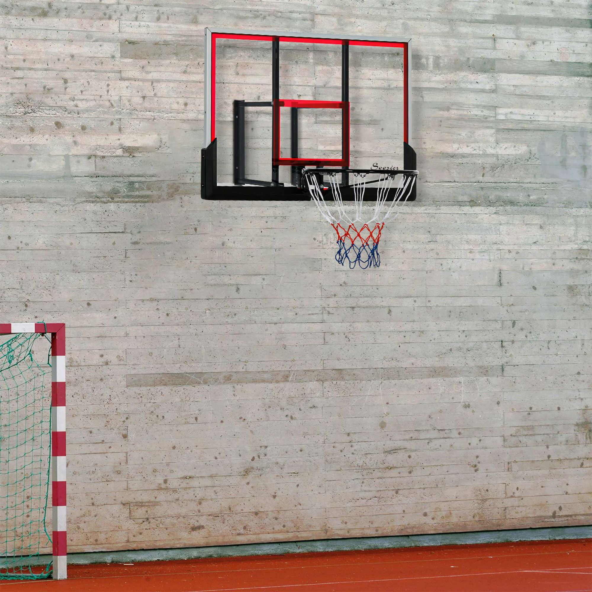 Soozier Wall Mounted Basketball Hoop, Goal with 43" x 30" Shatter Proof ...