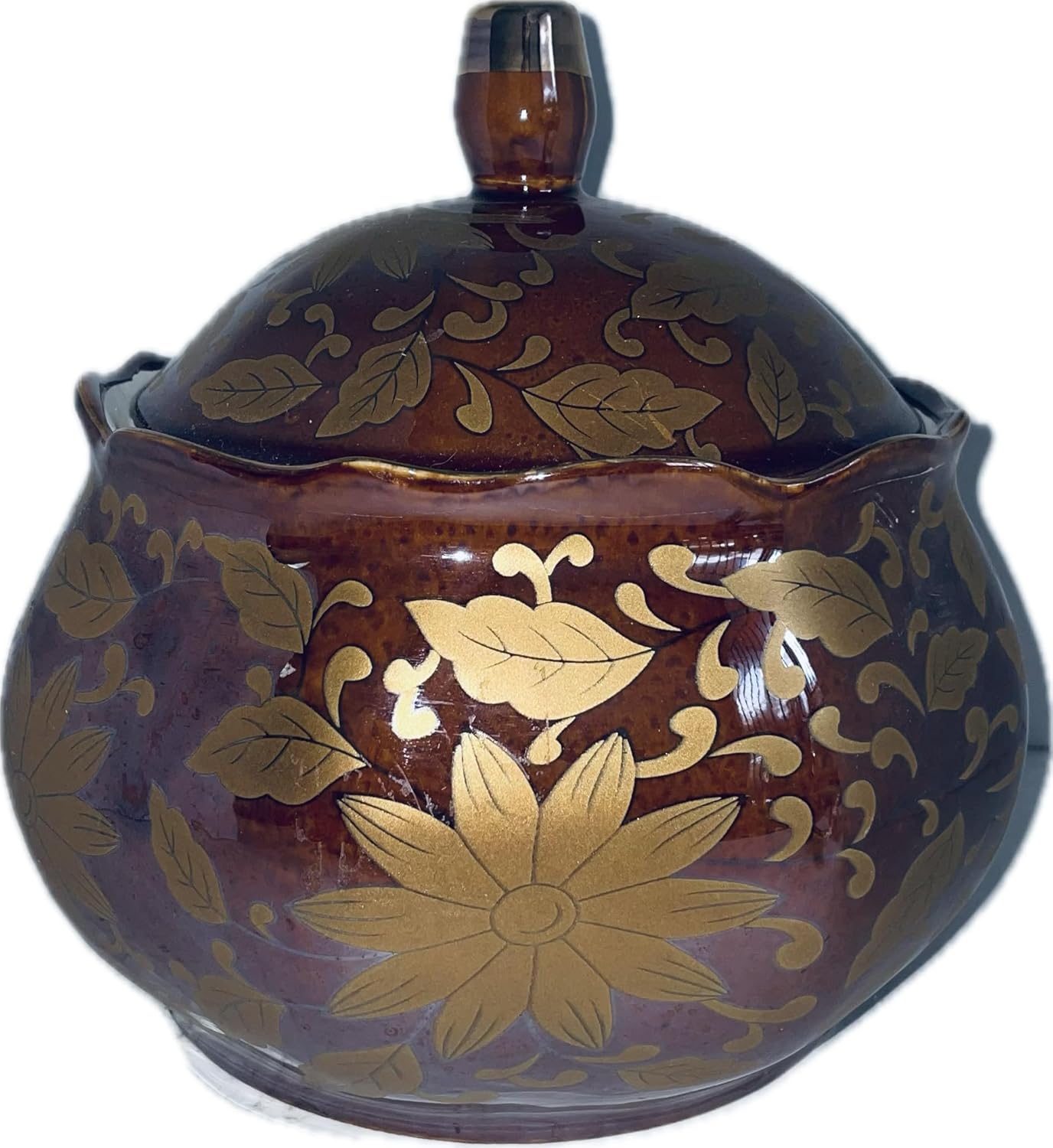 Sopera de santo Yoruba Oya marron con decoracion es doradas./ Oya ...