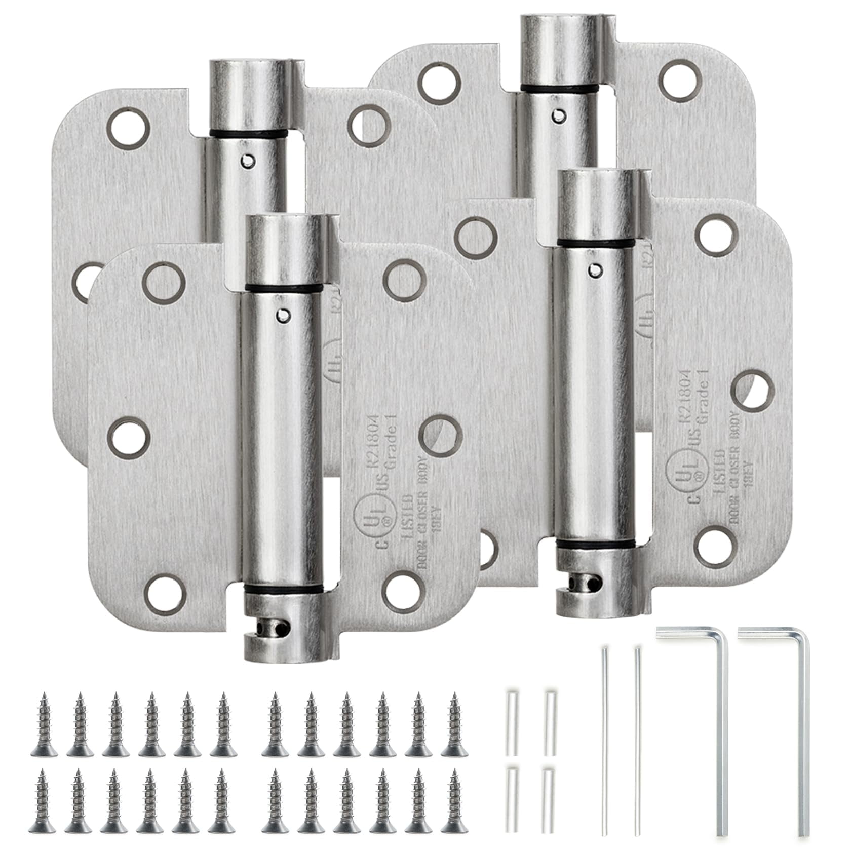 Sophia 4 Pack Self-Closing Door Hinge 3.5 Inch 5/8 Radius, Spring ...
