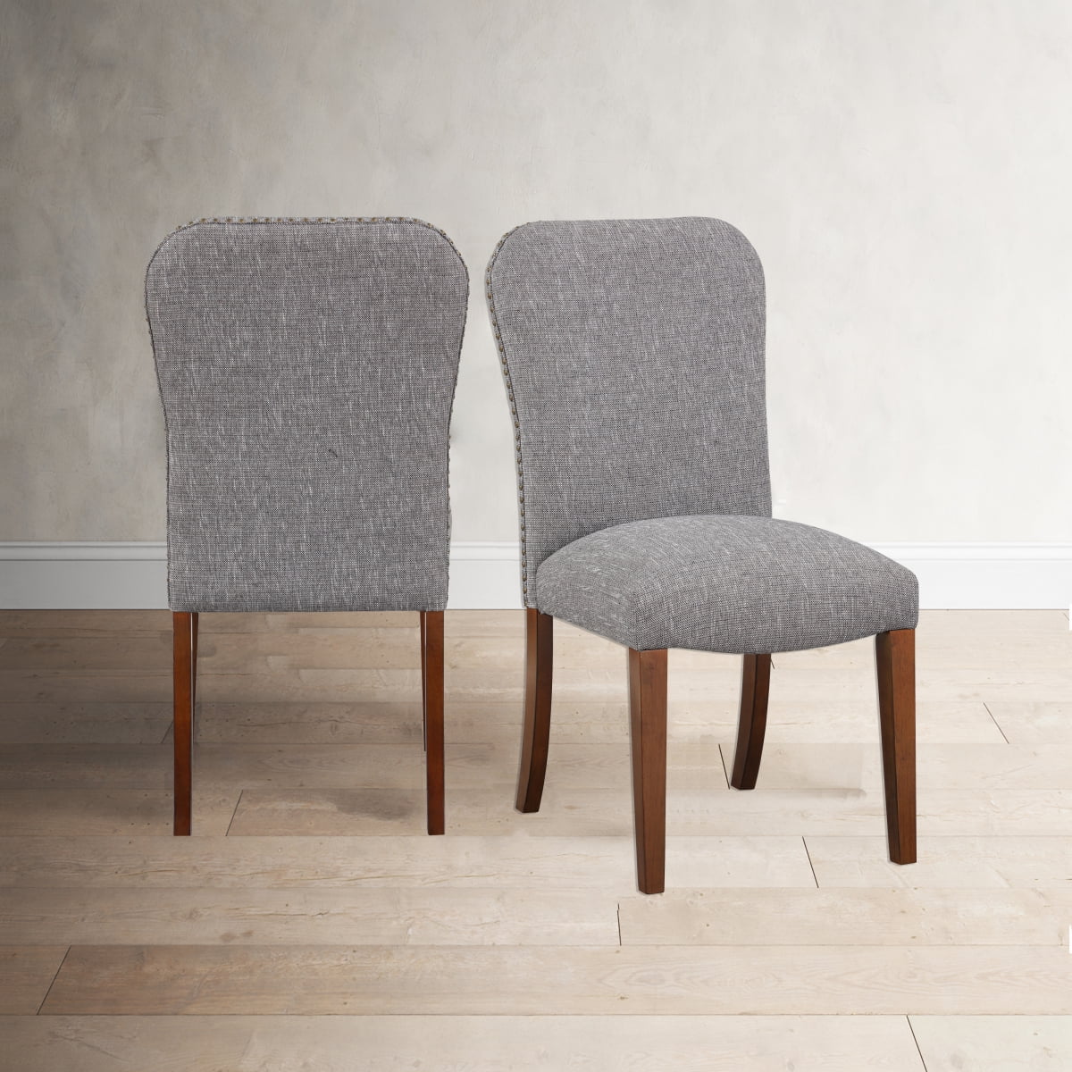 Sophia Ashen Grey Dining Chair in Performance Fabric with Nail Heads ...