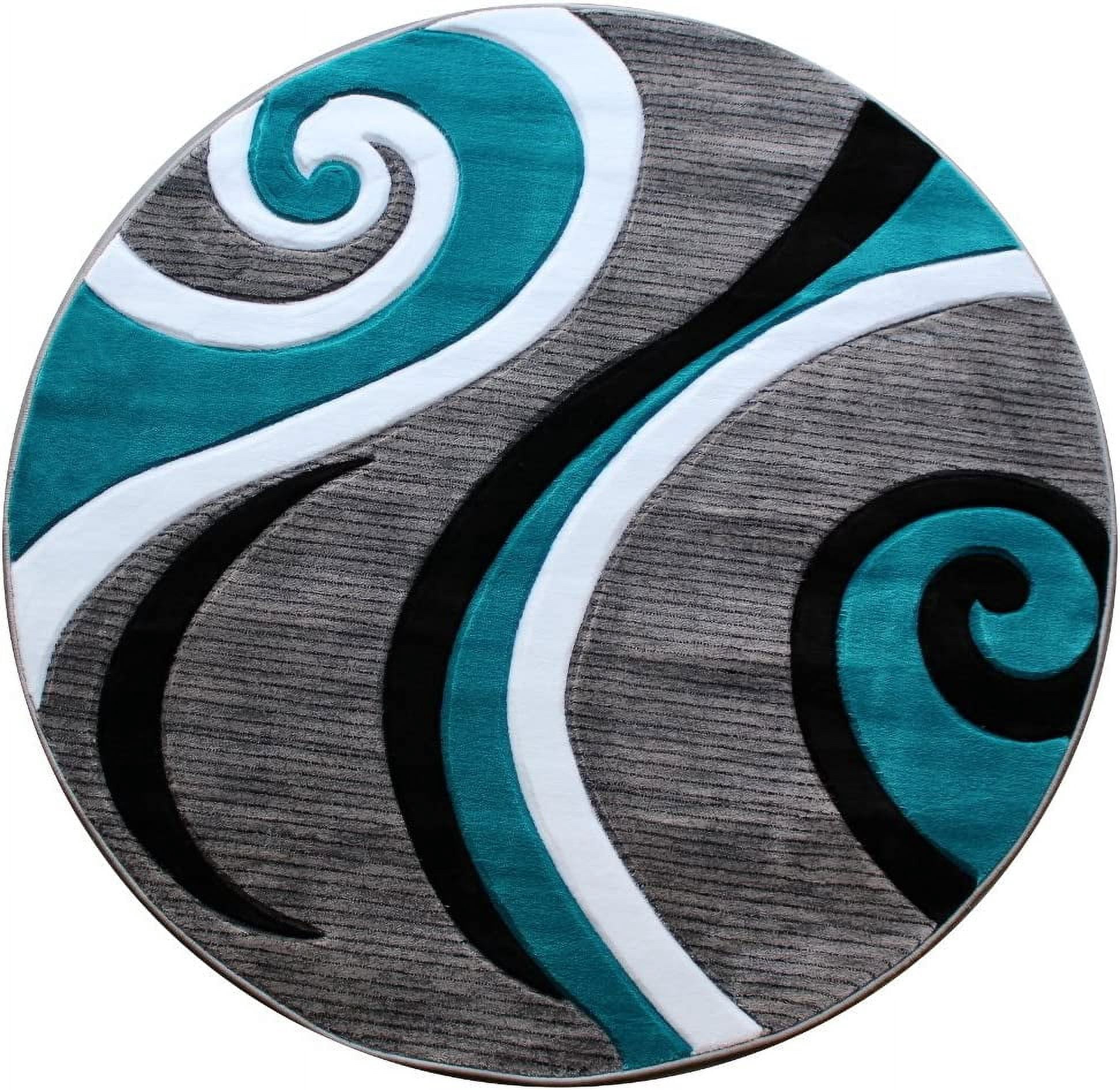 Sophia Collection Hand Carved Area Rug Modern Contemporary Turquoise ...