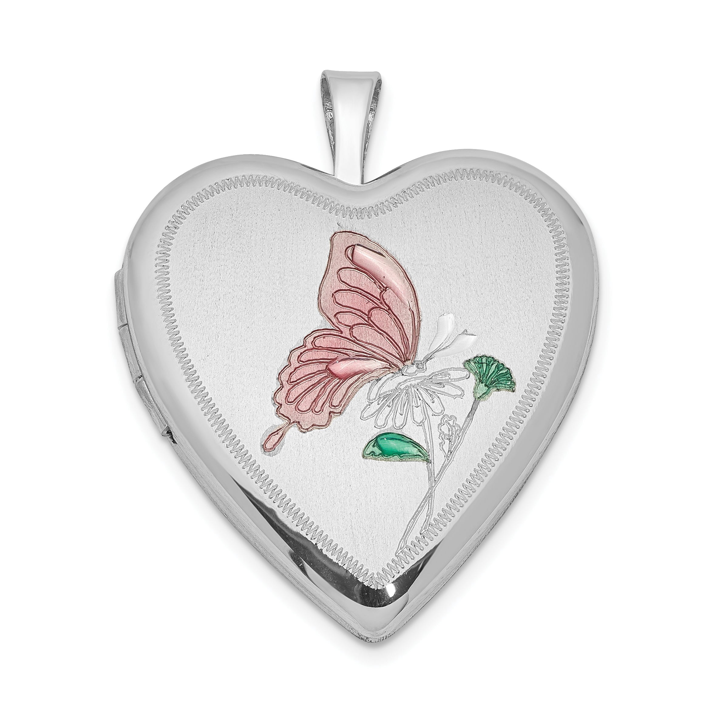 Sophia Jewelers Enameled Butterfly Heart Locket in Sterling Silver ...