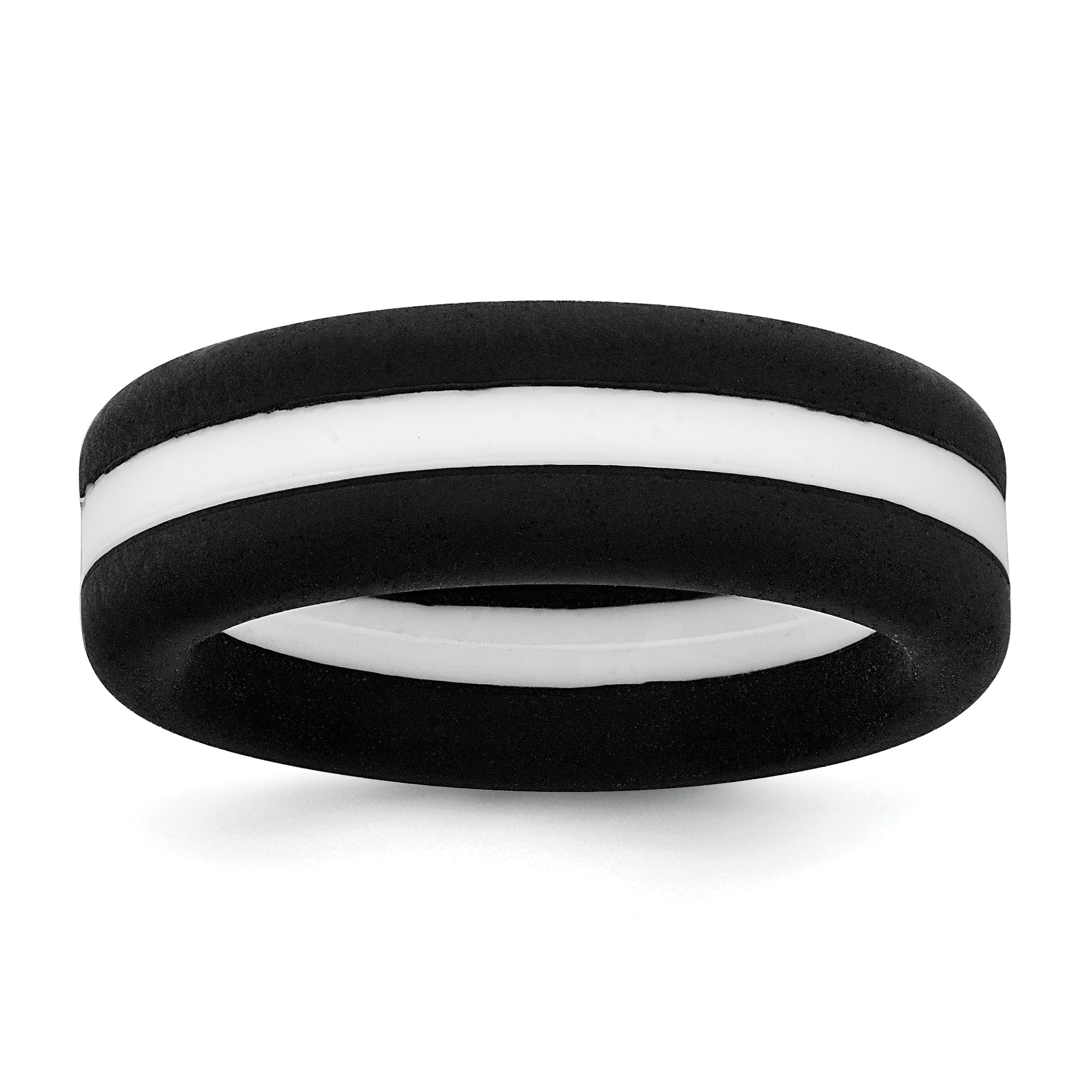 Sophia Jewelers White Center Line Wedding Band In Black Silicone 7 5mm