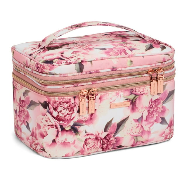 Sophia Joy Pink Floral Double Zip Train Case - Walmart.com