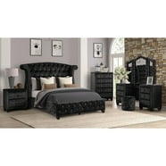 Transitional Black Metal Queen Bedroom Set 3pcs FOA CM7424BR Beatrix ...