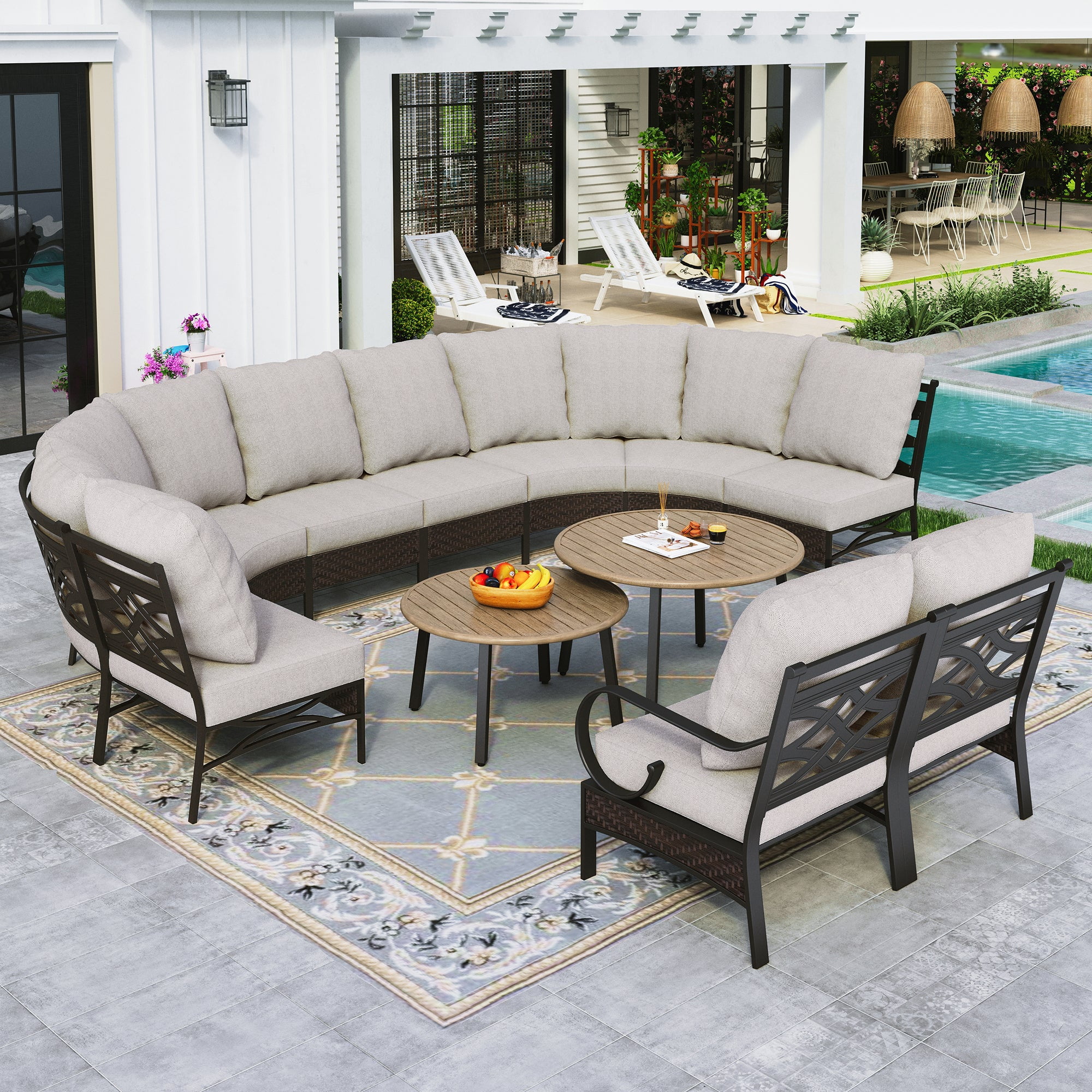 Sophia & William 10 Seat Patio Outdoor Furniture Set Half-Moon ...