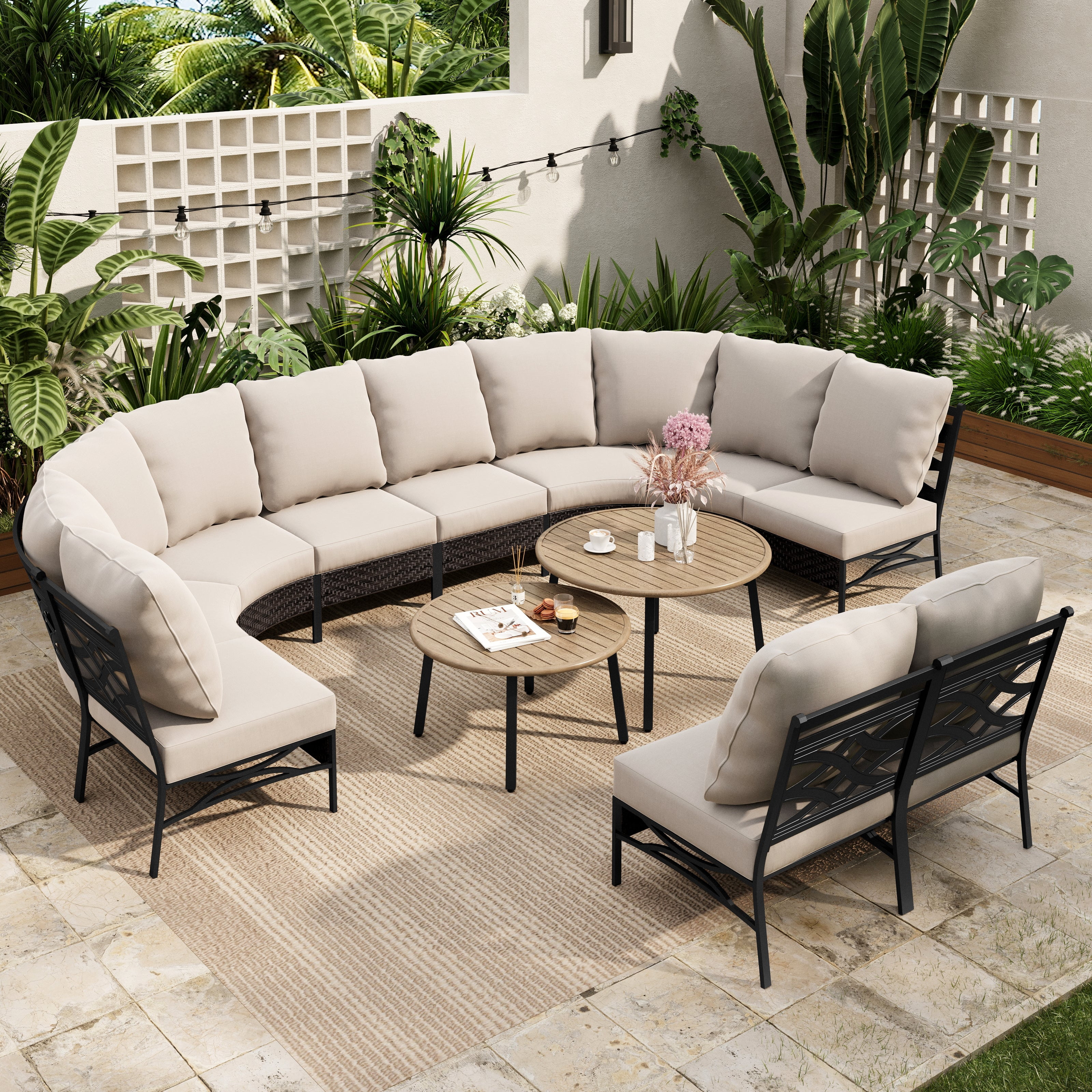 Sophia & William 10 Seat Patio Outdoor Furniture Set Half-Moon ...