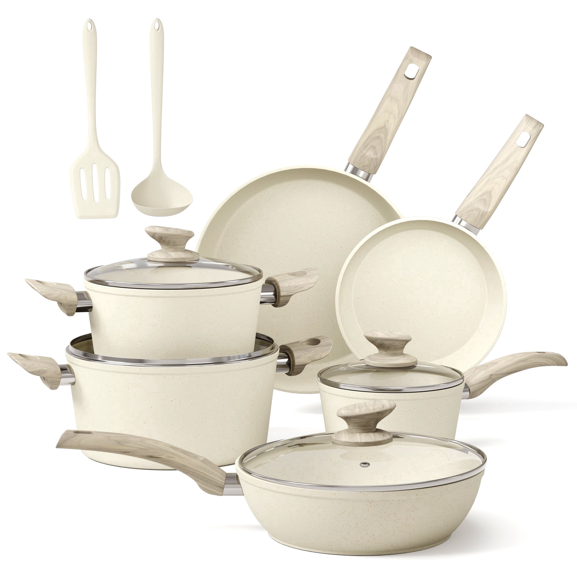 Sophia & William 12 Pieces Kitchen Nonstick Granite-Coated Cookware Set ...
