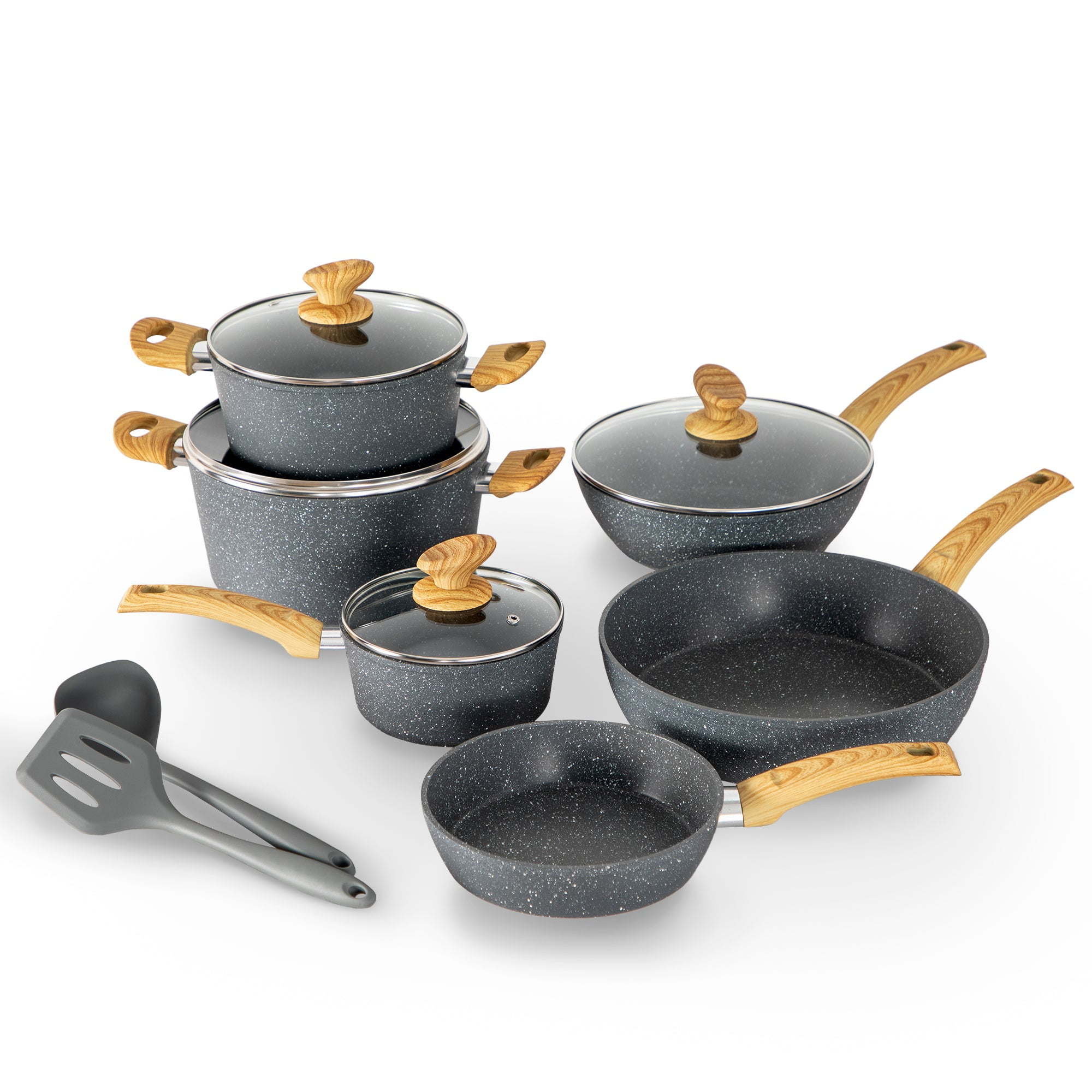 Sophia & William 12 Pieces Kitchen Nonstick Granite-Coated Cookware Set ...