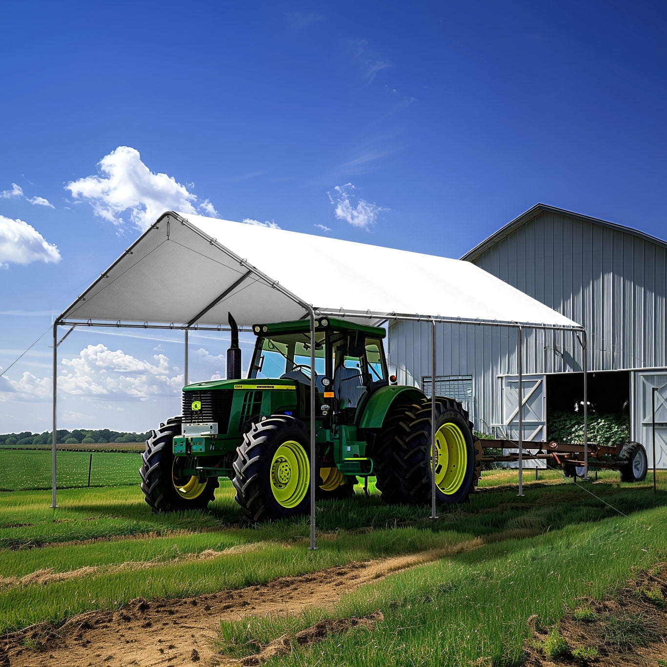 Alpha Joy 12' x 20' Heavy Duty Carport Height Adjustable Car Canopy Tent Storage Shelter, White ...