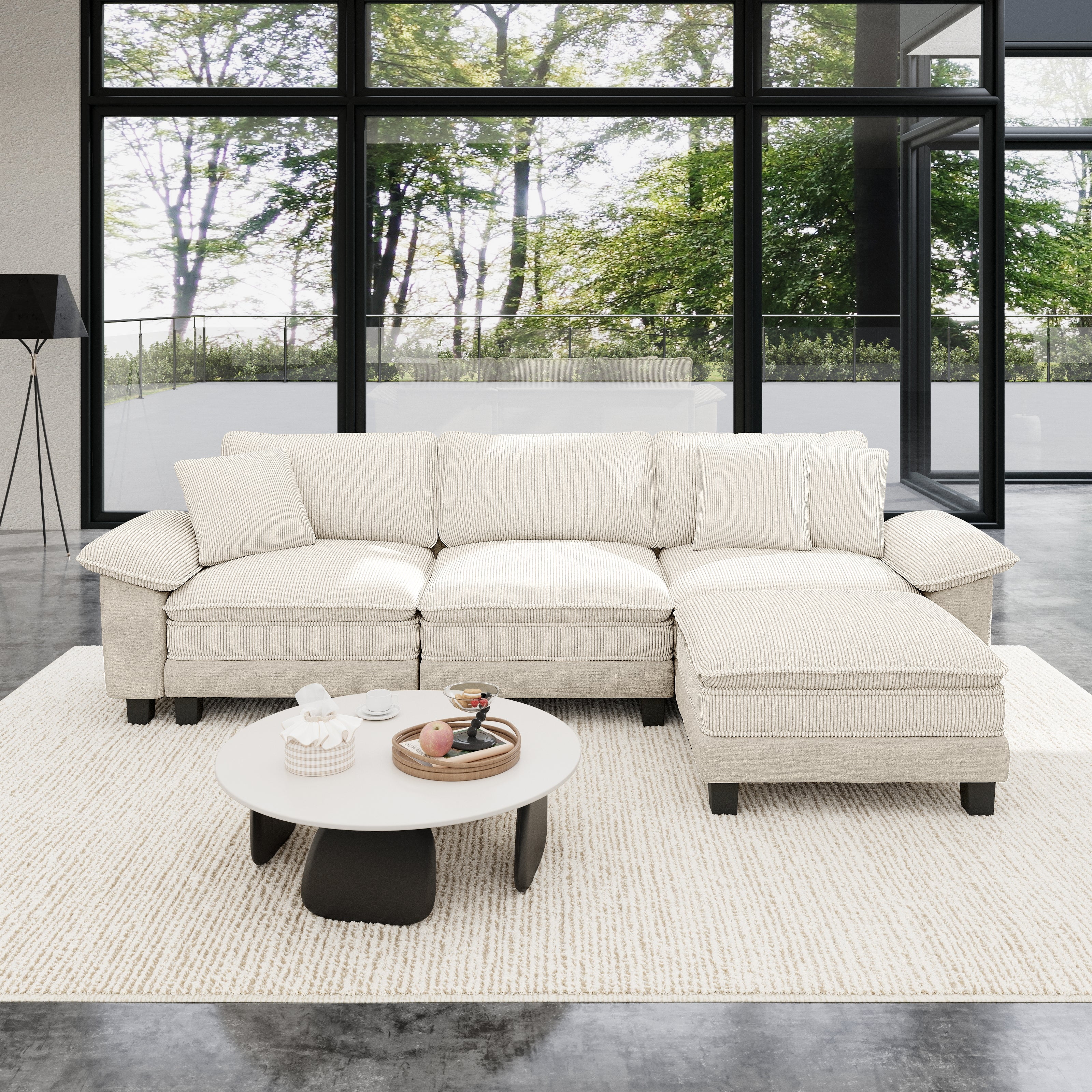 Sophia&William 123.6"L Modular Sectional Sofa Sets, Modern Chenille 4 ...
