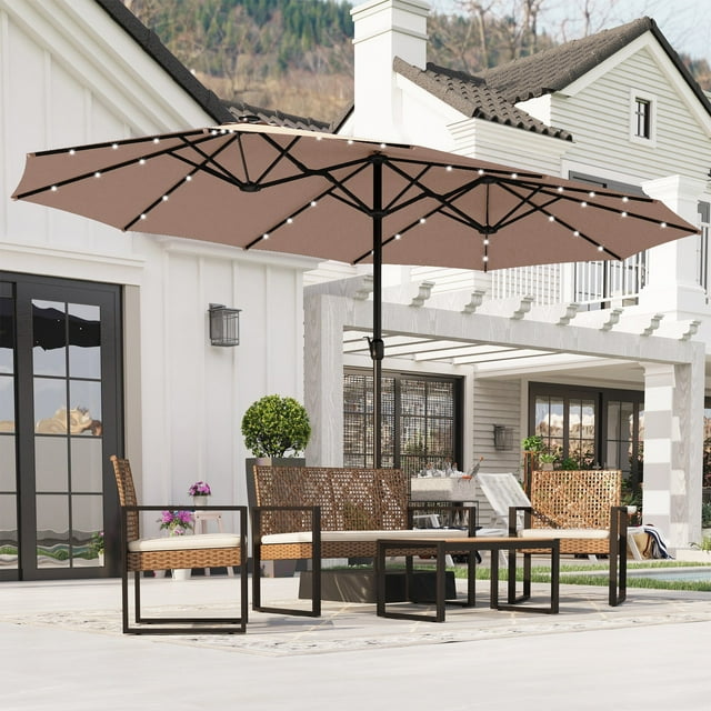 Sophia & William 15FT Extra Large Double-Sided Patio Umbrella with Long ...