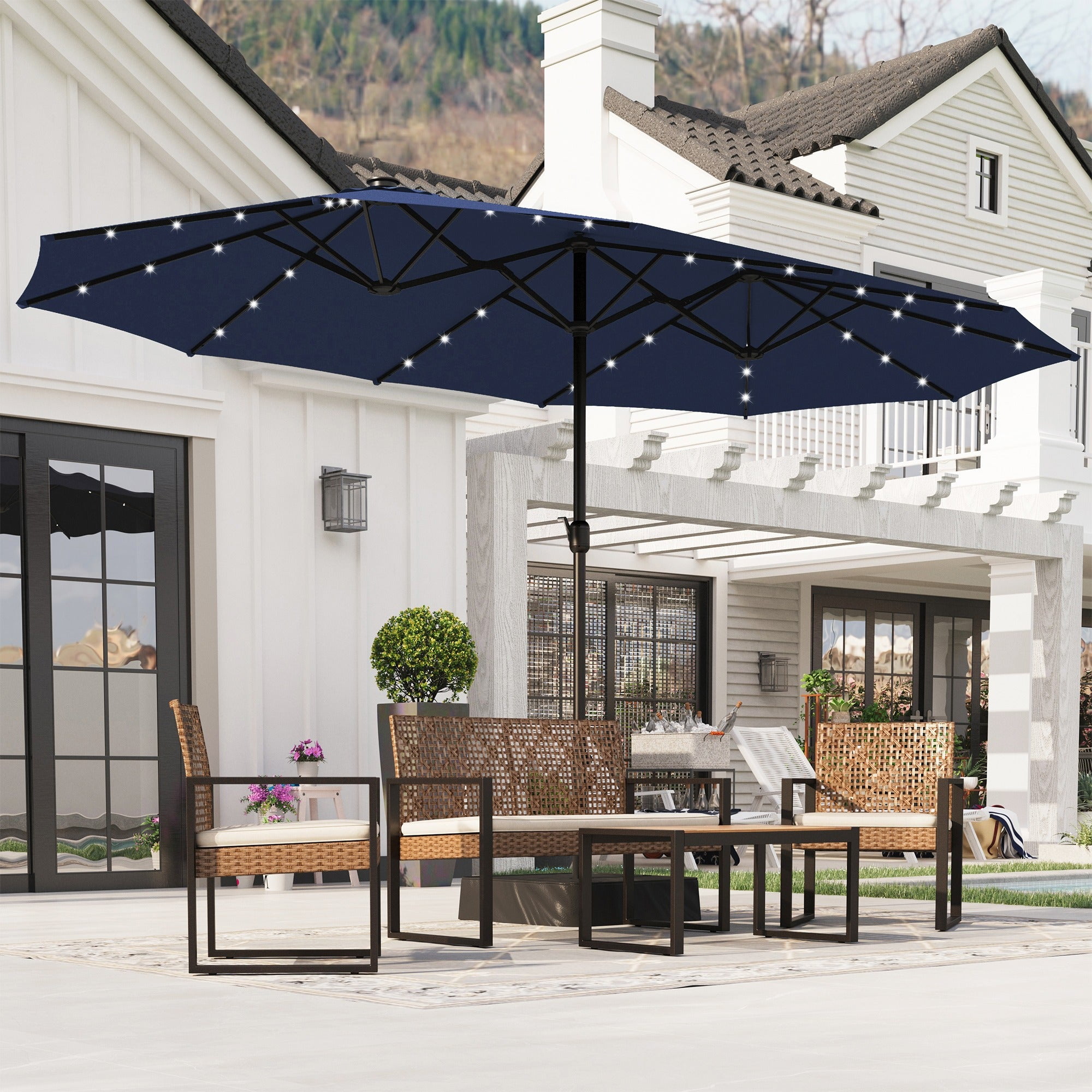 Sophia & William 15FT Outdoor Patio Umbrella, Extra Large Double-Sided ...