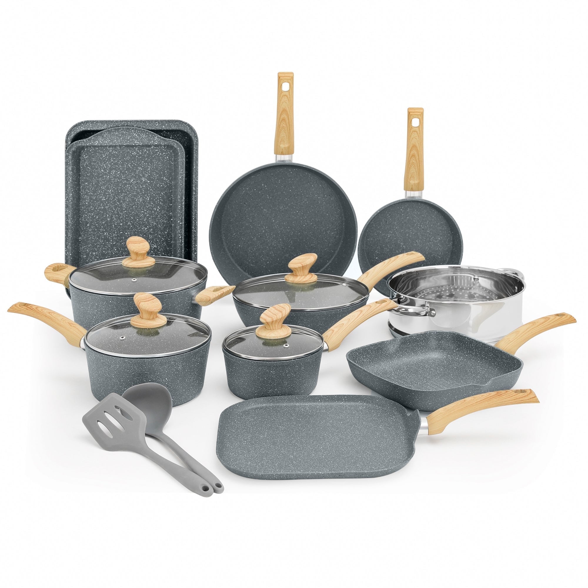 Sophia & William 17 Pieces Granite Non-stick Aluminum Cookware and ...