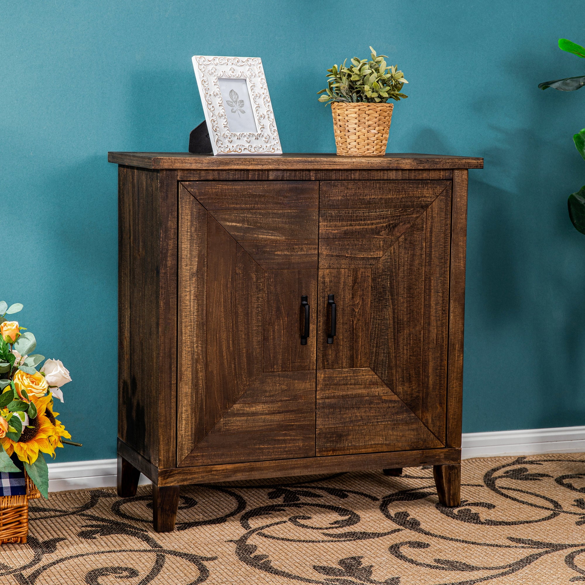 Sophia & William 2-Door Rustic Accent Cabinet for Kitchen, Dining ...