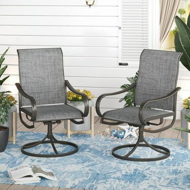 Gymax Set of 2 Patio Chairs Dining Chairs w/ Steel Frame Yard Outdoor ...
