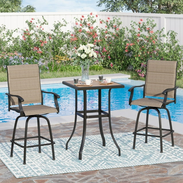 Sophia & William 3-Piece Outdoor Furniture Pub, High Outside Barstool ...
