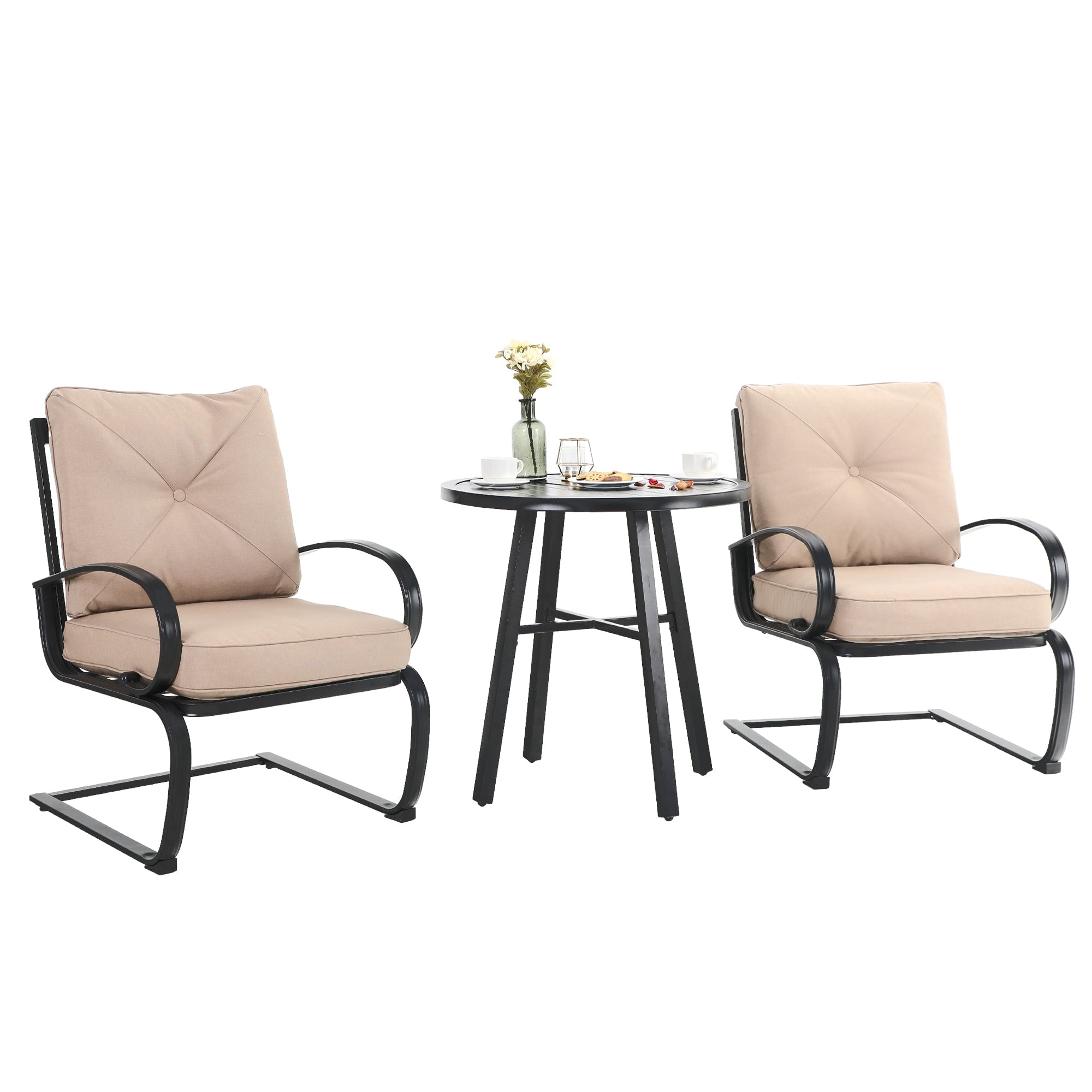 Sophia&William 3-Piece Outdoor Bistro Set Patio C-Spring Chairs and ...