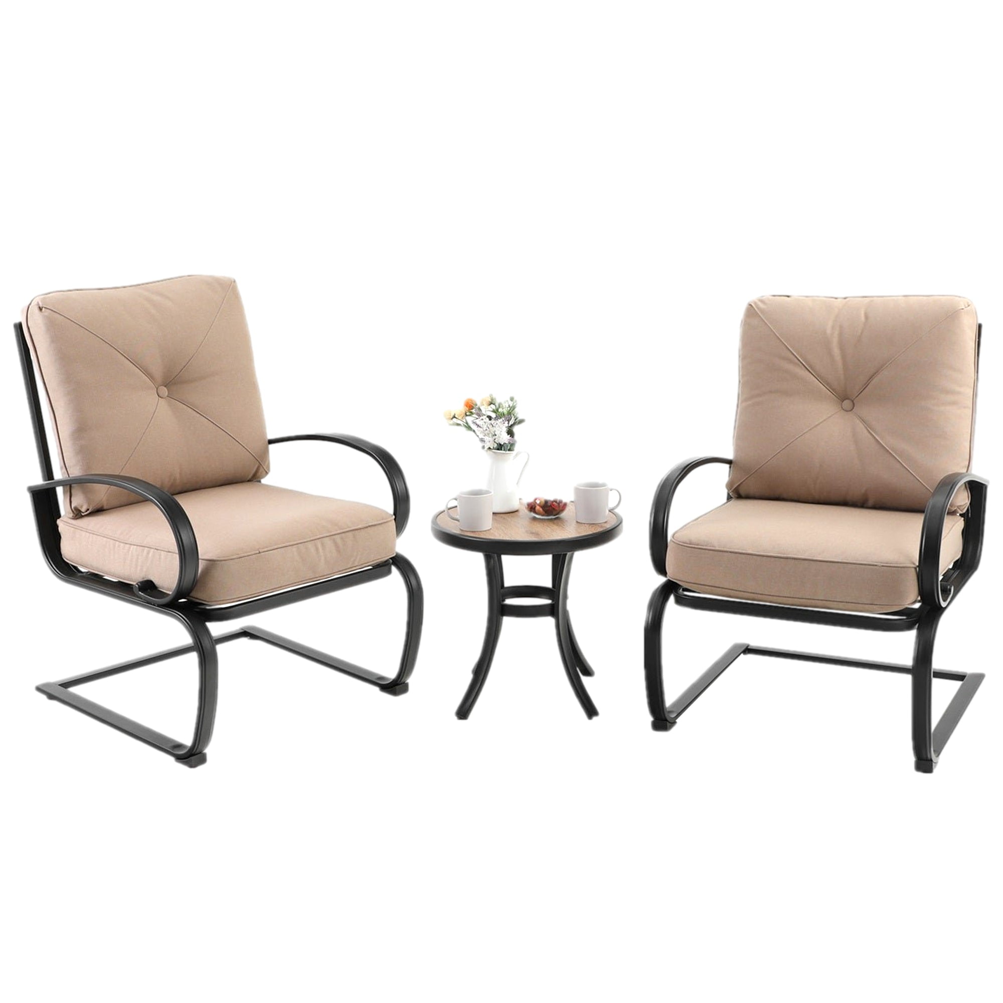 Sophia&William 3-Piece Outdoor Bistro Set Patio C-Spring Chairs and ...