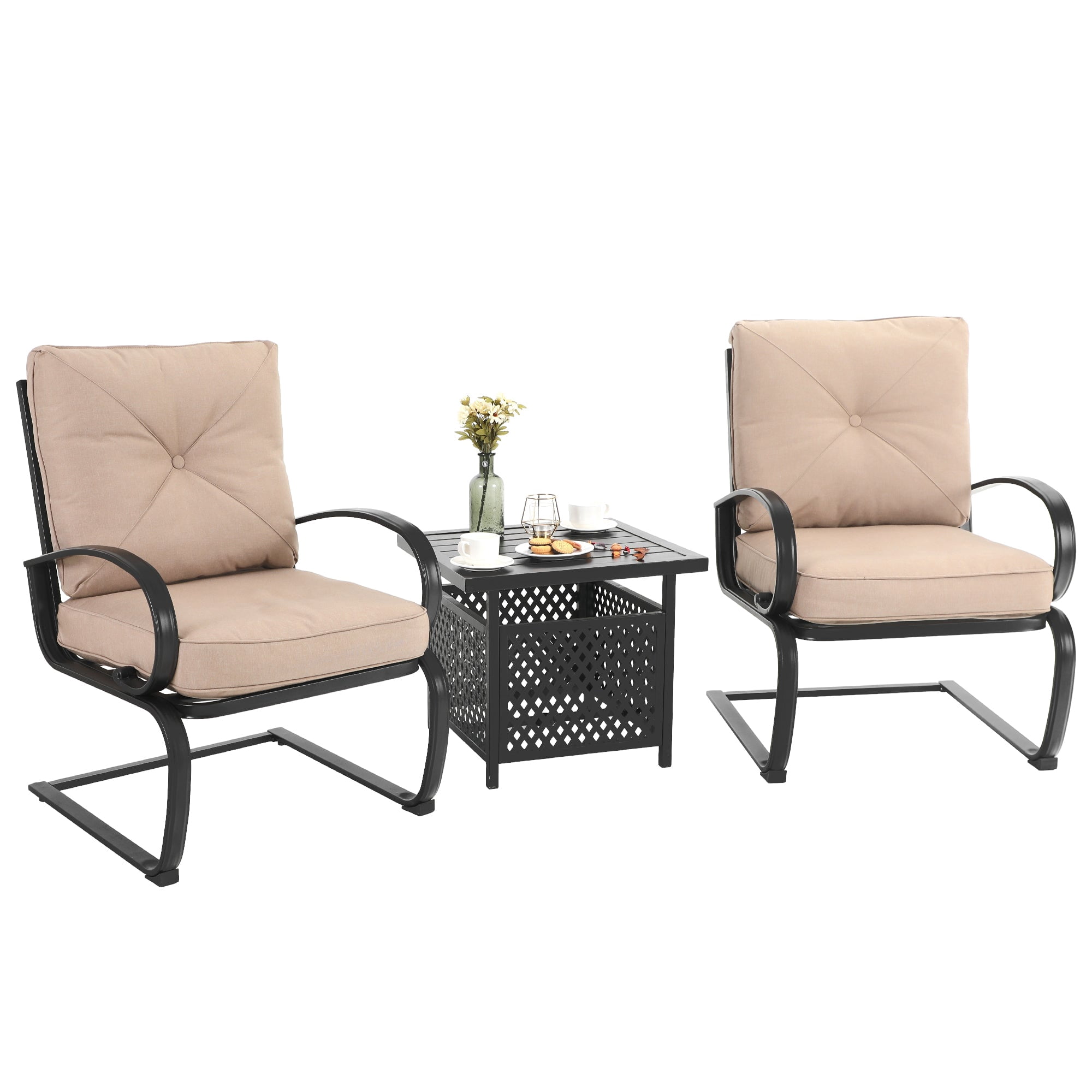 Sophia&William 3-Piece Outdoor Bistro Set Patio C-Spring Chairs and ...