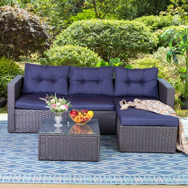 Sophia & William 3pc Outdoor Garden Furniture Sofa Set - Wicker Rattan ...