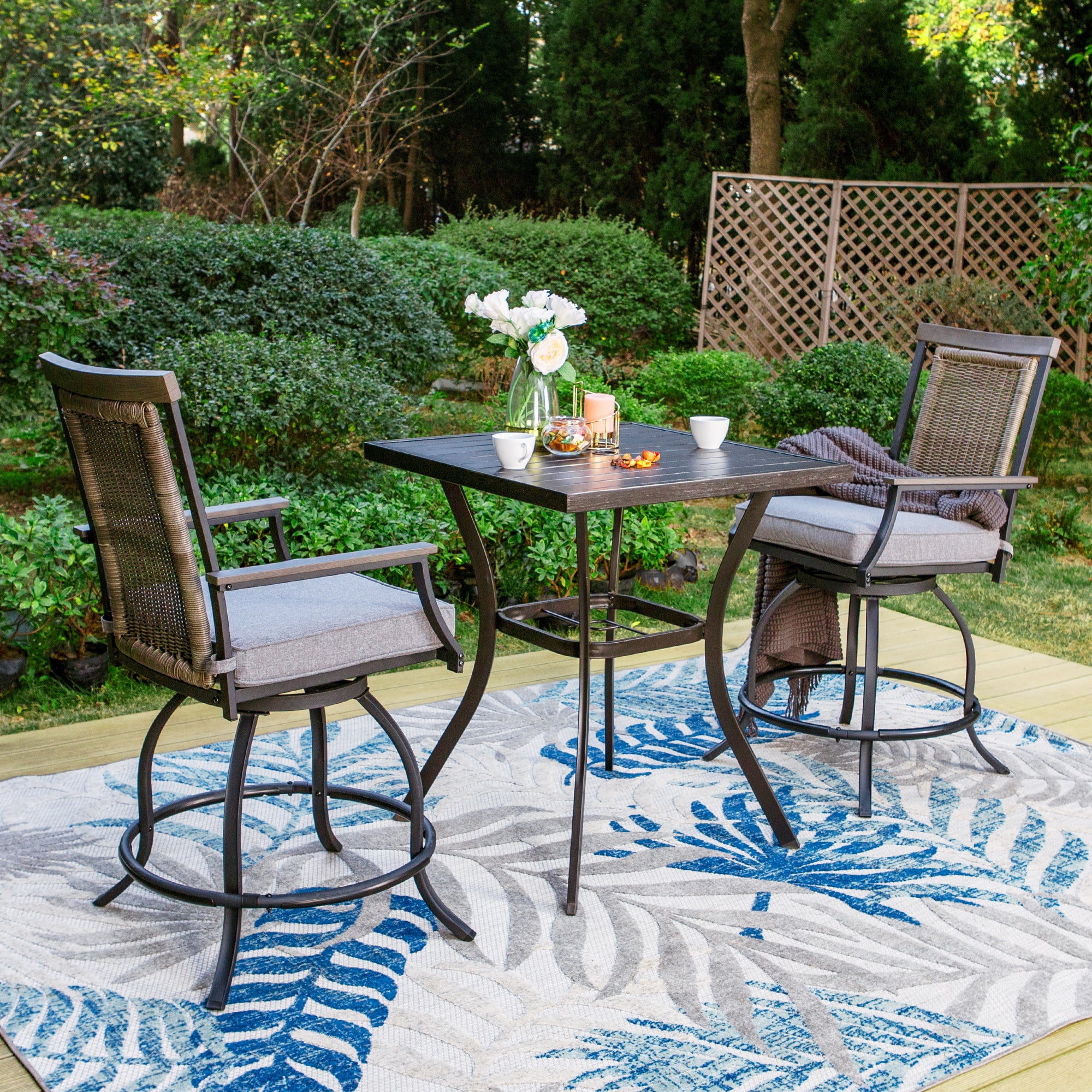 Sophia & William High Top Outside Tall 3-Piece Patio Set with Wicker ...