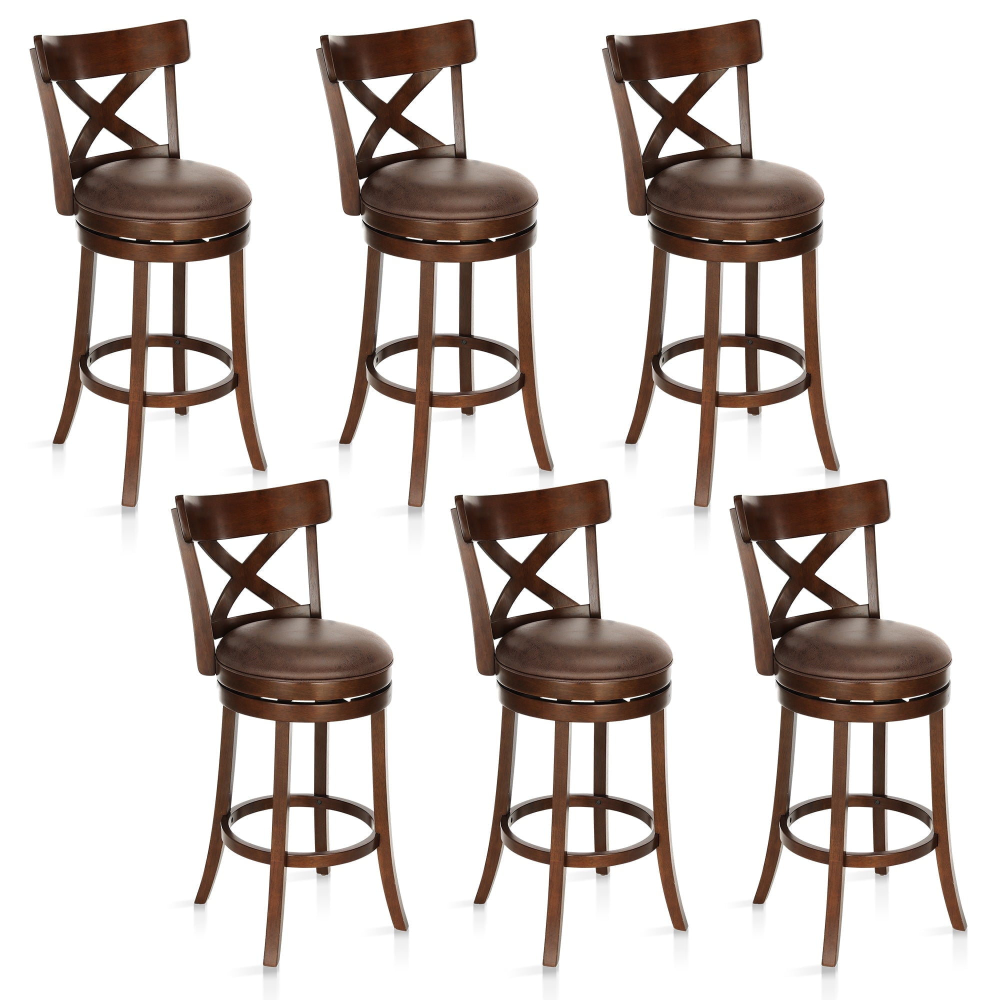 Sophia & William 30" Bar Stools Set of 6 Faux Leather Barstools with ...