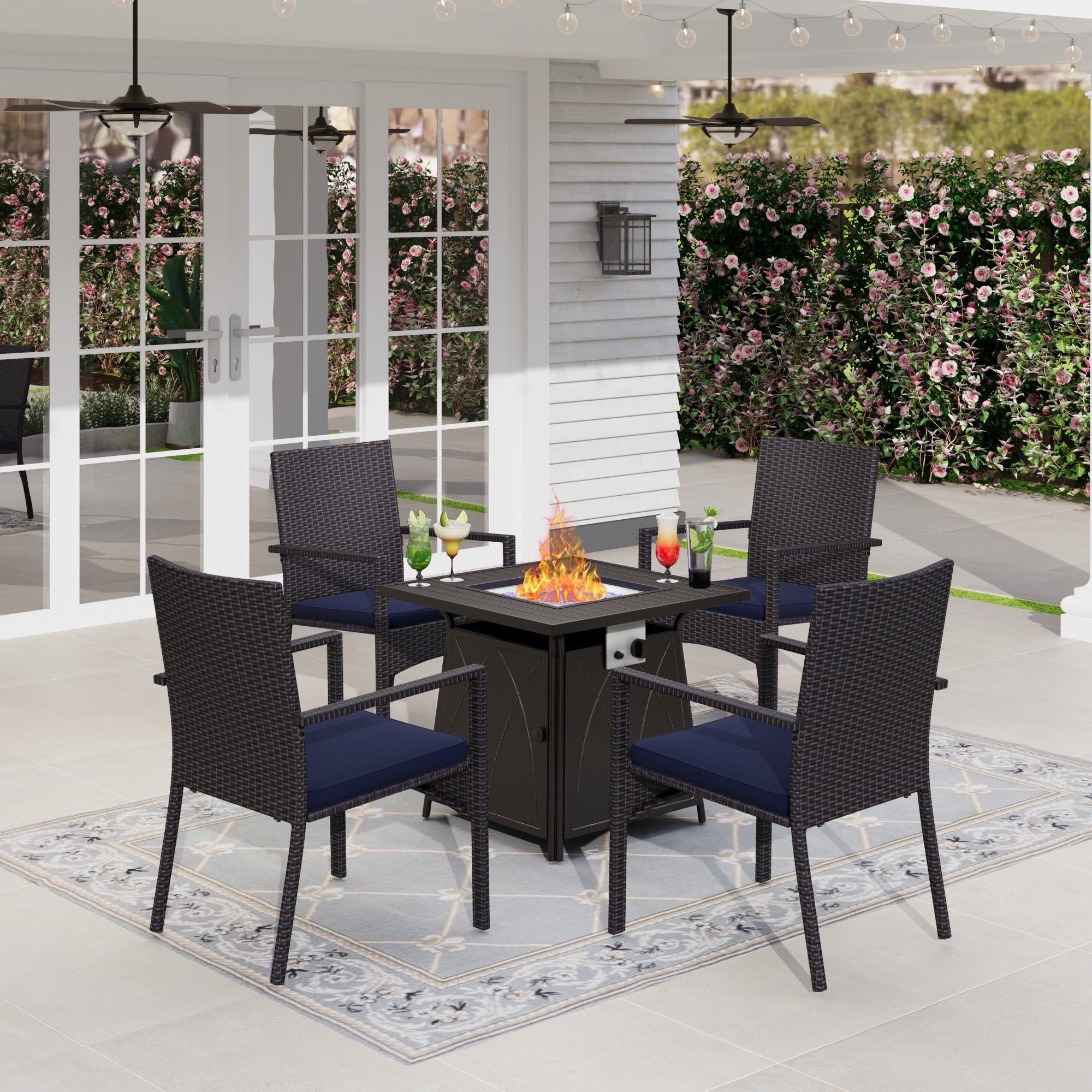 Sophia & William 5 Pieces Wicker Rattan Outdoor Patio Dining Set Chairs ...