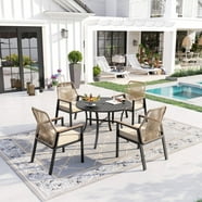 Better Homes & Gardens Tarren 6-Piece Steel Outdoor Dining Set with 4 ...