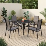 Better Homes & Gardens Tarren 5-Piece Outdoor Dining Set, Black ...