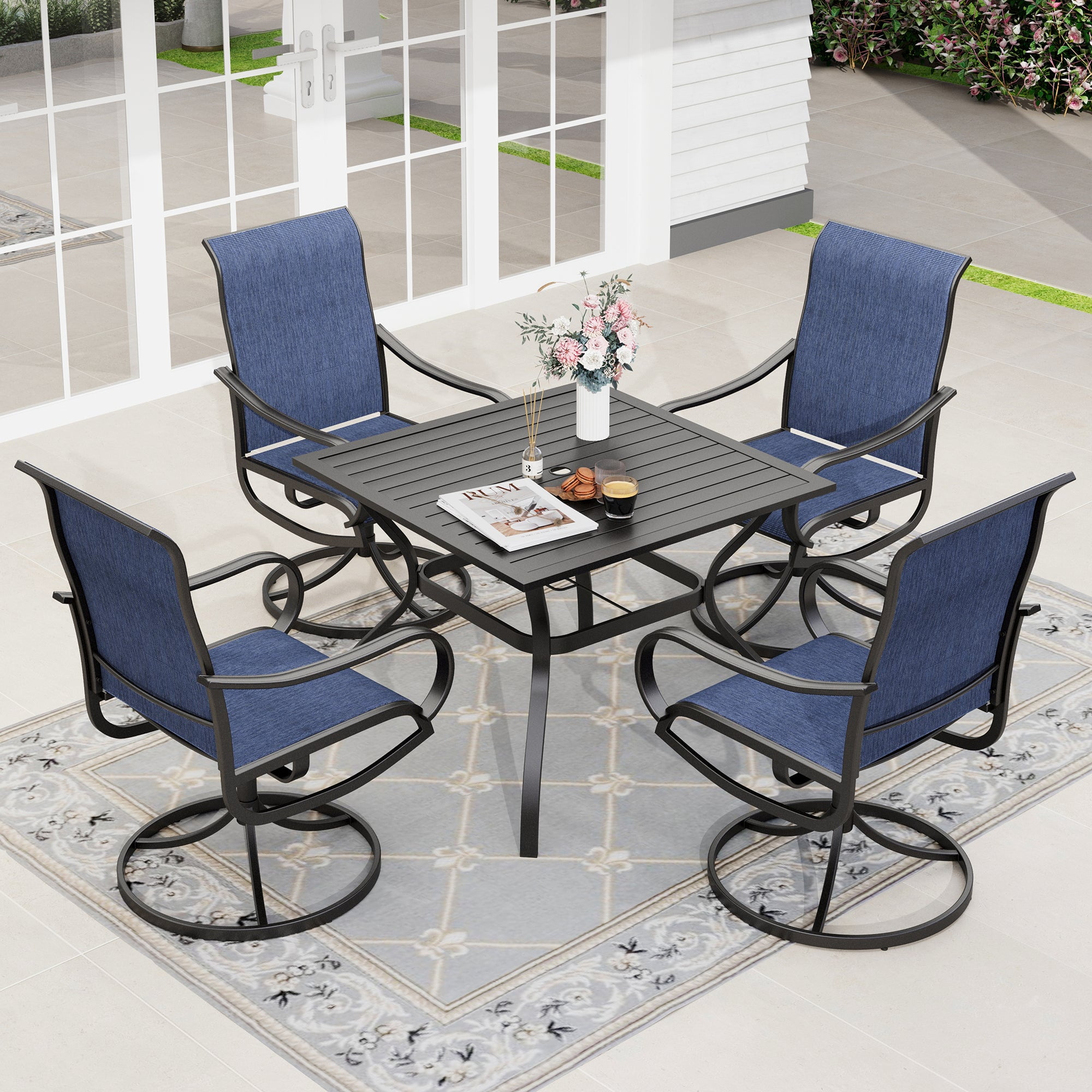 Sophia & William Metal 5 Piece Outdoor Backyard Patio Dining Set ...