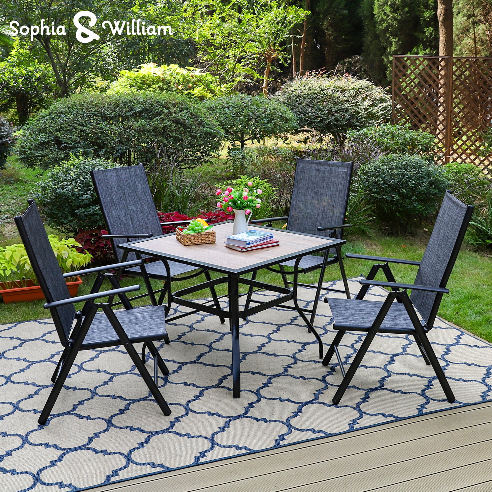 Sophia&William 5 Pieces Aluminum Alloy Patio Dining Set Table and ...