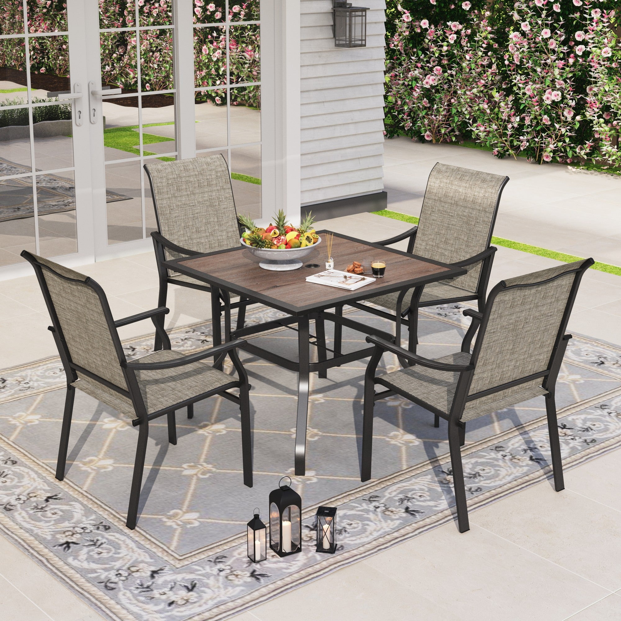 Sophia & William 5 Pieces Outdoor Patio Dining Set with Textilene ...