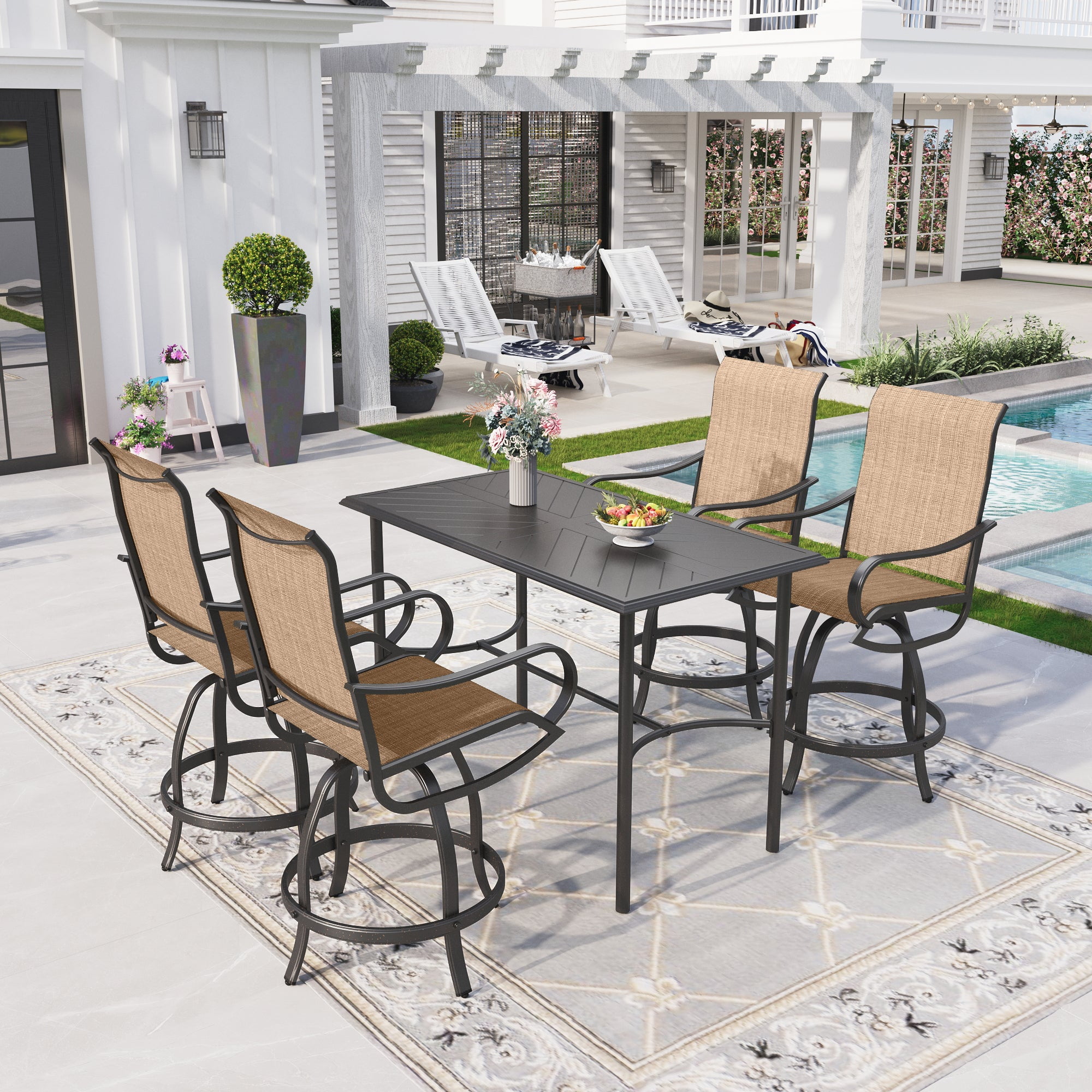 Sophia & William 5pc Outdoor High Top Patio Furniture Set, Metal Bar ...
