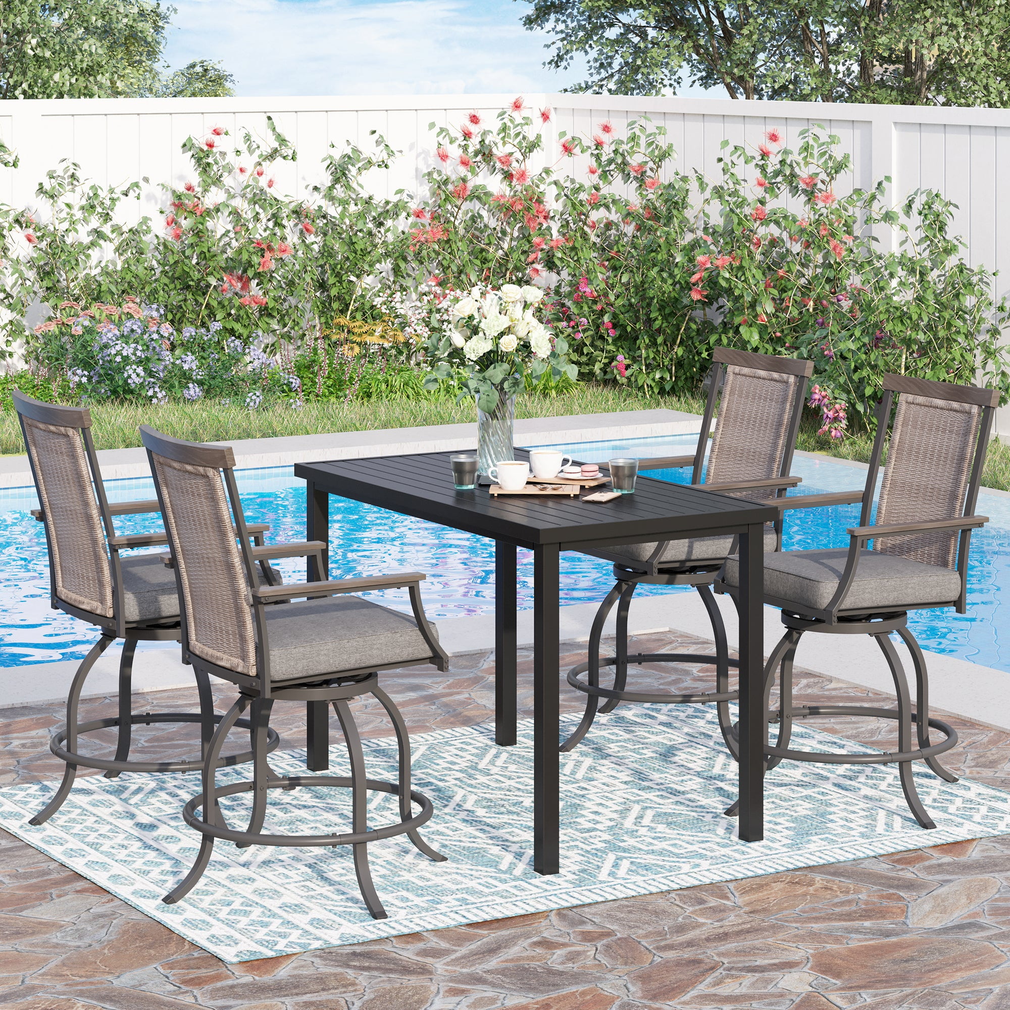 Sophia & William 5-Piece High Top Dining Patio Set with Swivel Chairs ...