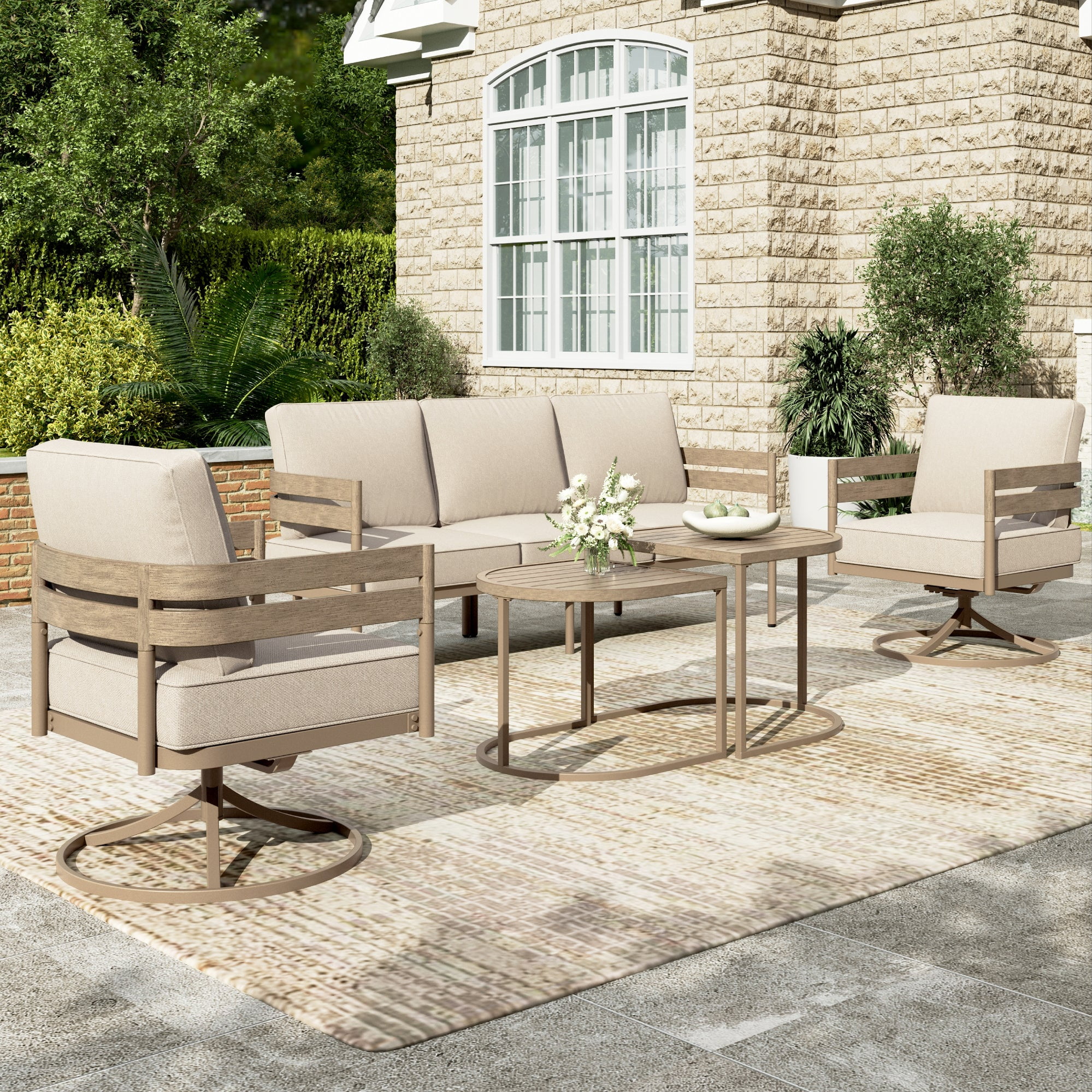 Sophia & William 5 Seat Patio Outdoor Furniture Set Wooden-like ...