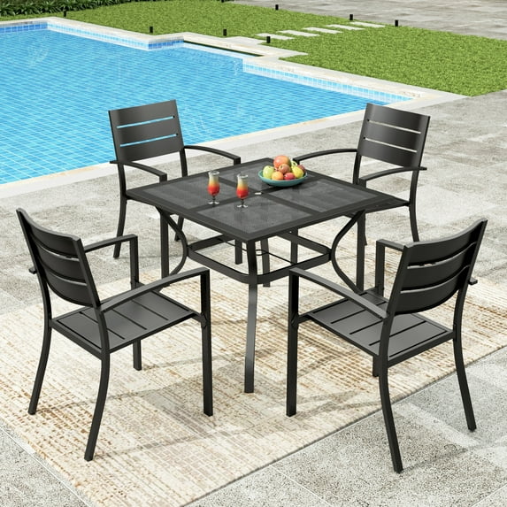 Sophia&William 5Pcs Patio Dining Set Outdoor Metal Stackable Chairs and ...