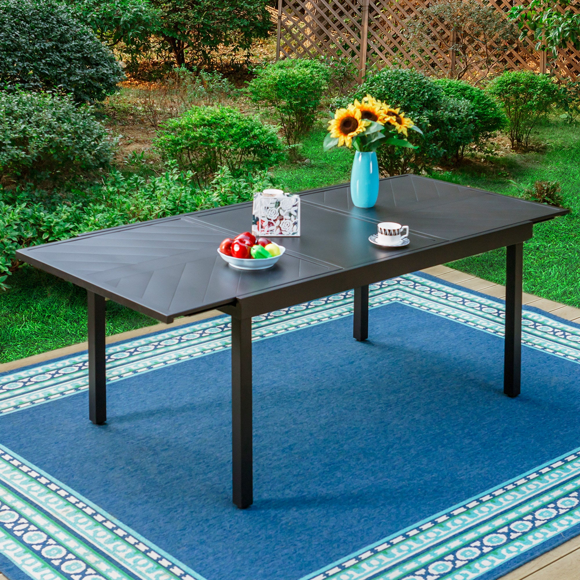 Sophia & William Extendable Steel Patio Dining Table, Long & Expanding ...