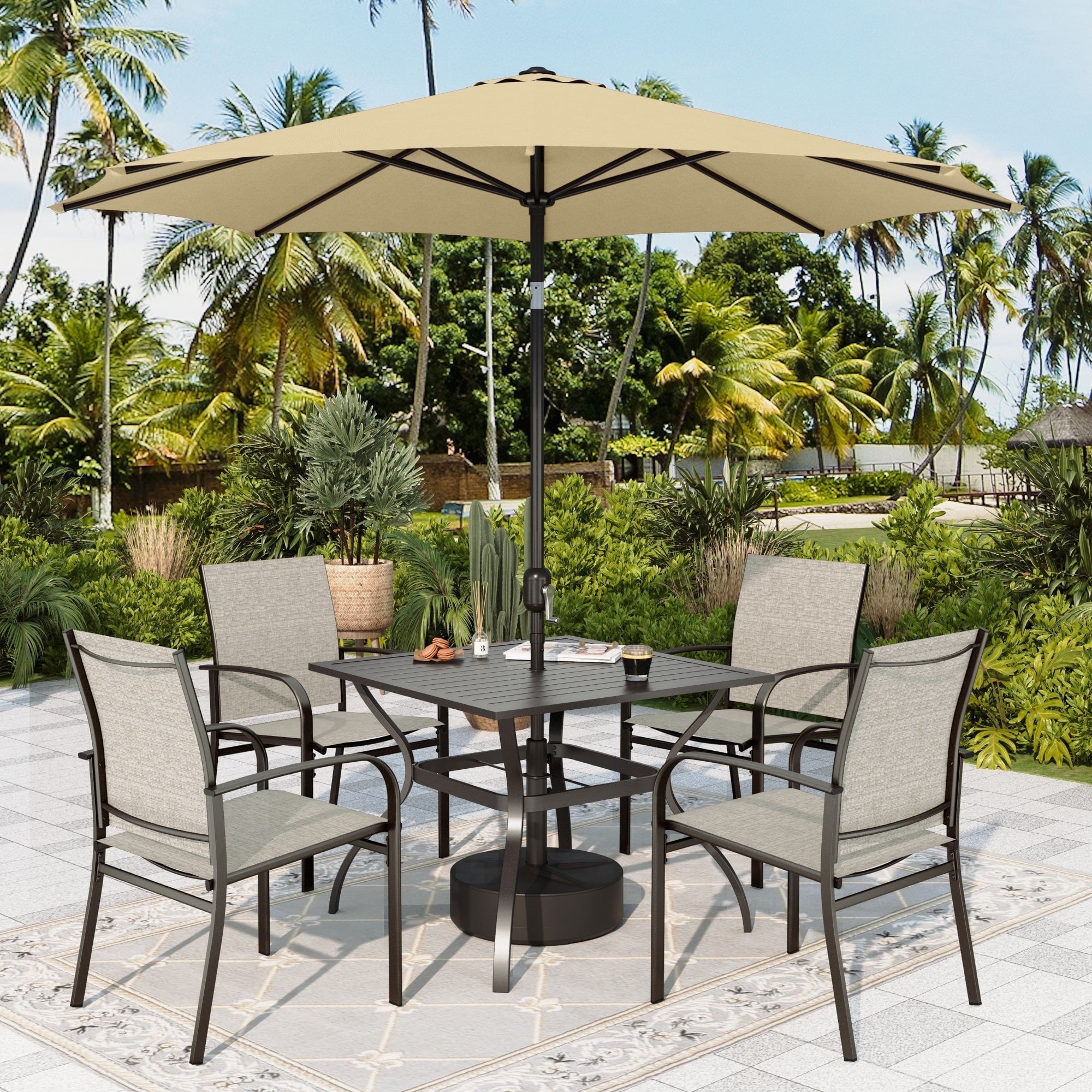 Sophia & William 6-Piece Outdoor Patio Dining Set with 9ft Beige ...