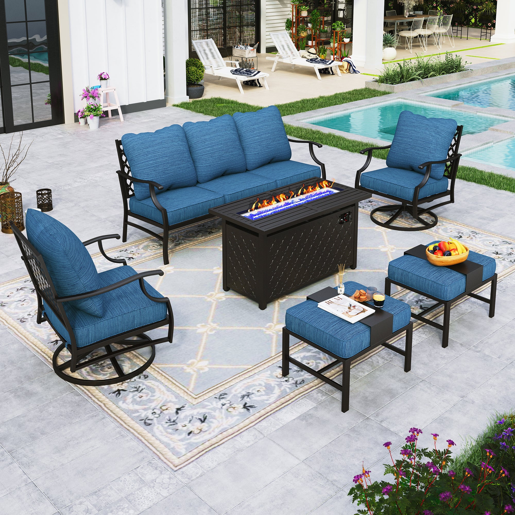Sophia&William 6 Piece Patio Conversation Set Outdoor Furniture Sofa ...