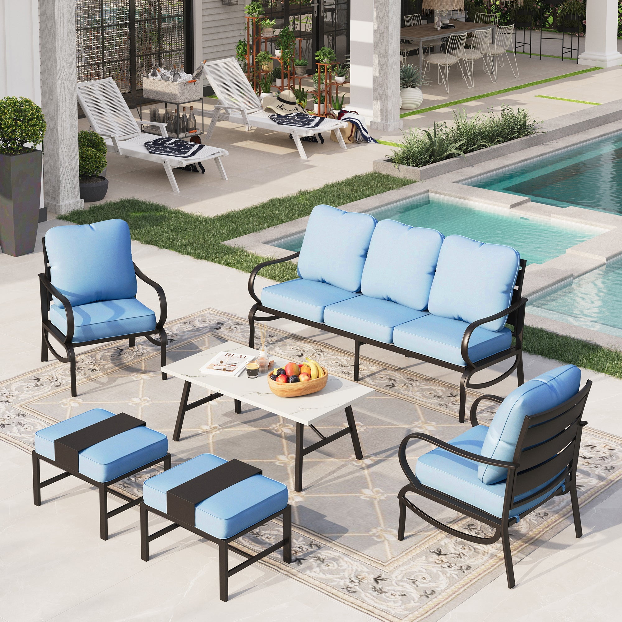 Sophia&William 6 Piece Patio Conversation Set Outdoor Table and Sofa ...