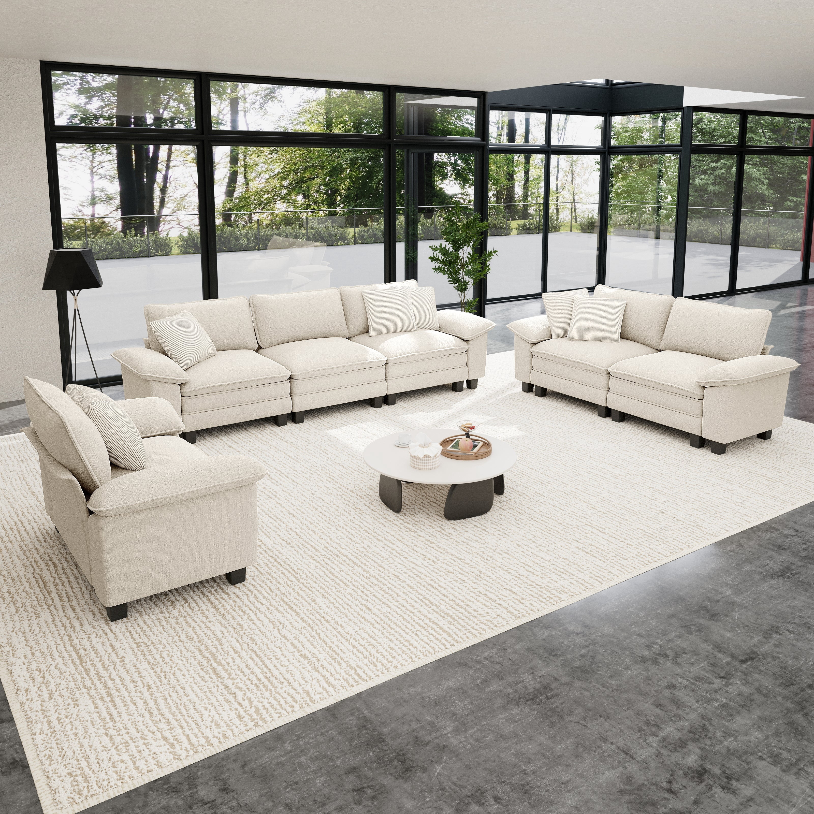 Sophia&William 6-Seat Sectional Sofa Sets, Modern Cloud Couch Deep Seat ...