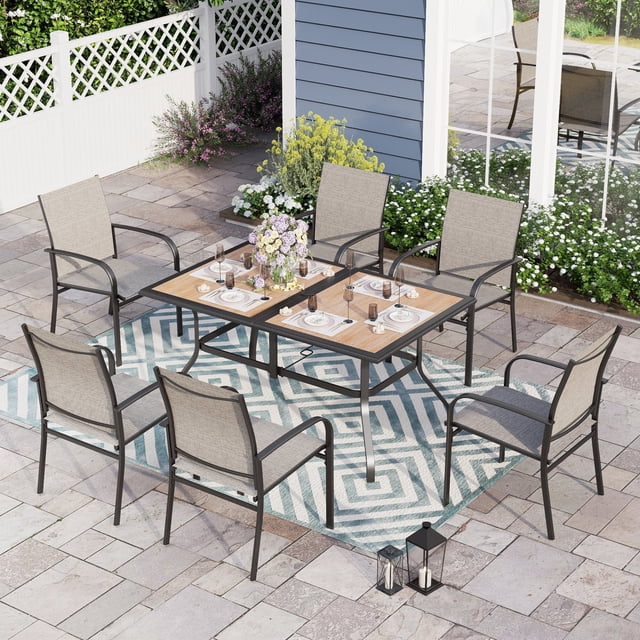 Sophia & William 7 Piece Outdoor Dining Set with Textilene Chairs and ...