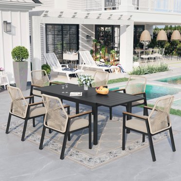 Better Homes & Gardens Tarren 6-Piece Steel Outdoor Dining Set with 4 ...