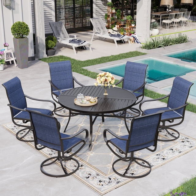 Sophia & William 7 Piece Outdoor Patio Dining Set Padded Textilene ...
