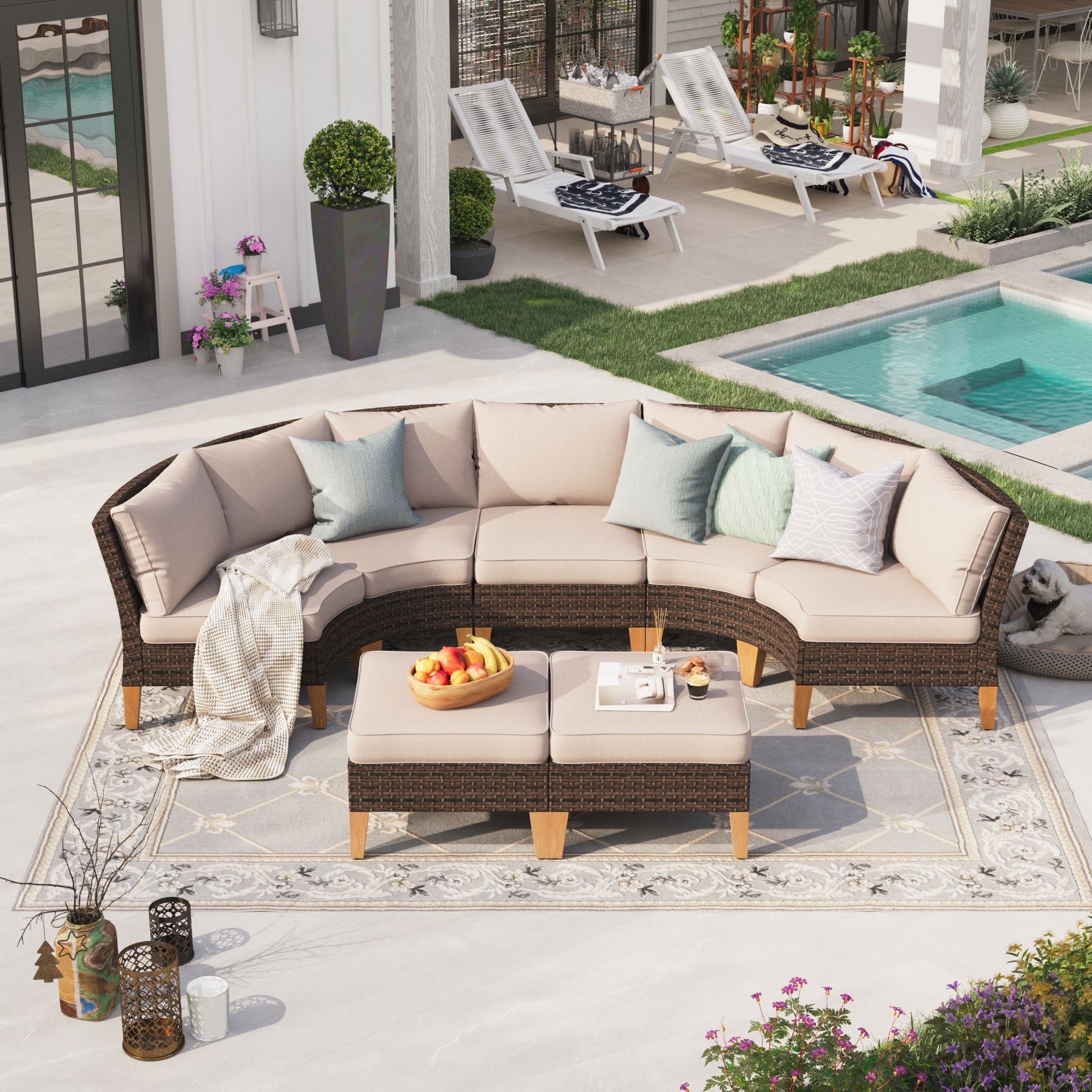 Sophia&William 4 Piece Patio Conversation Set Outdoor Furniture Sofa ...
