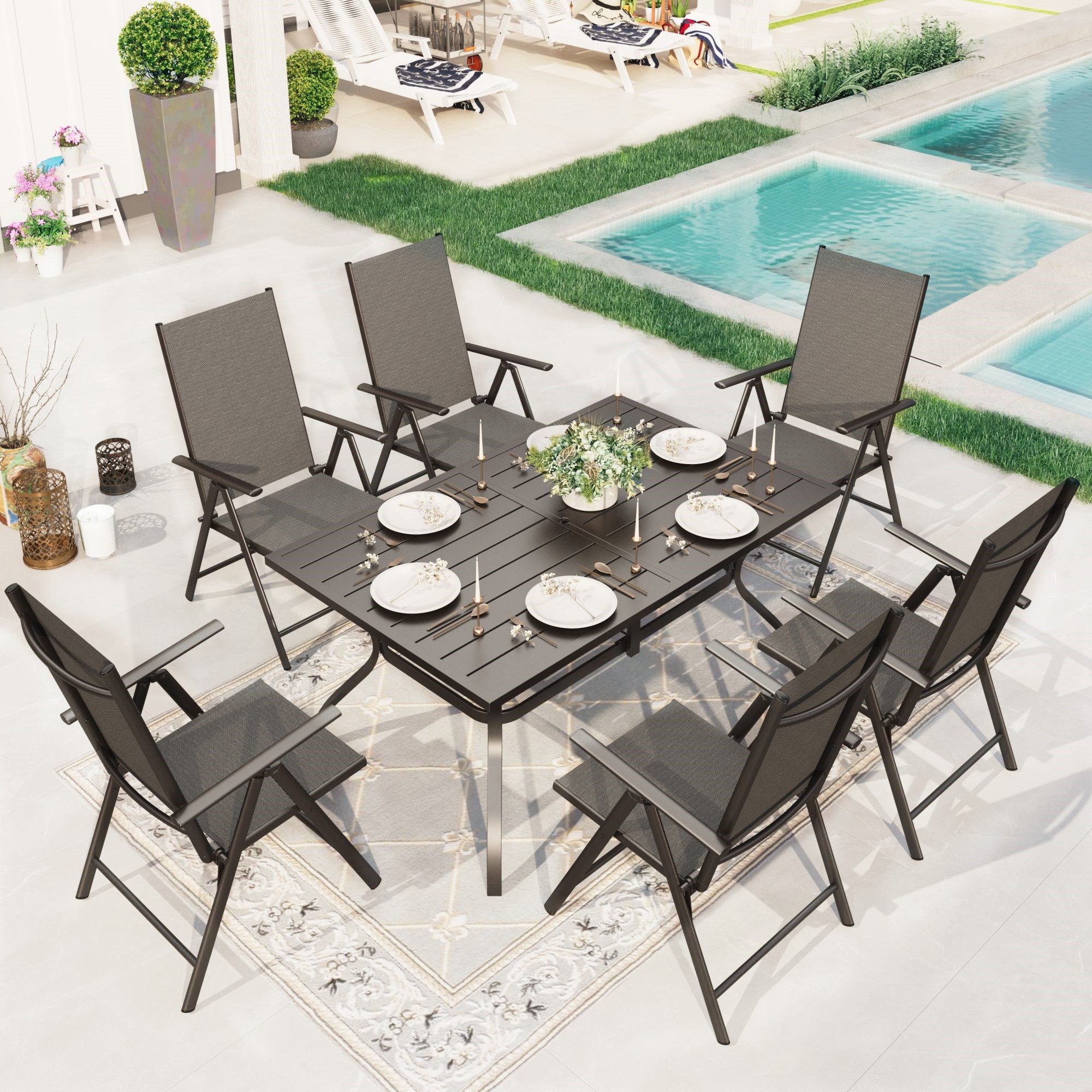Outdoor 5 Piece Cast Aluminum Outdoor Dining Set, Bronze - Walmart.com