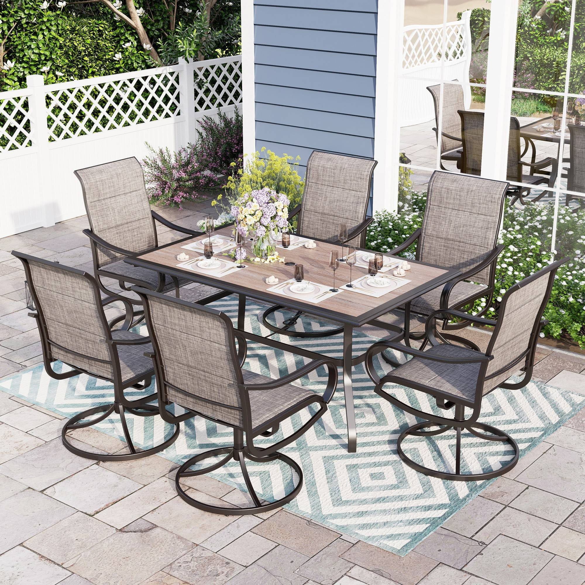 Sophia & William Outdoor Dining Set, 7-Piece Metal Patio Set with ...