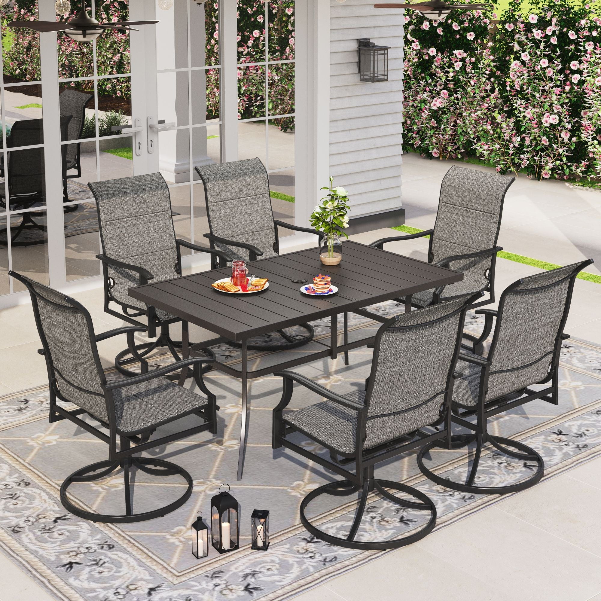 Sophia & William 7 Pieces Outdoor Patio Dining Set High Back Chairs and ...