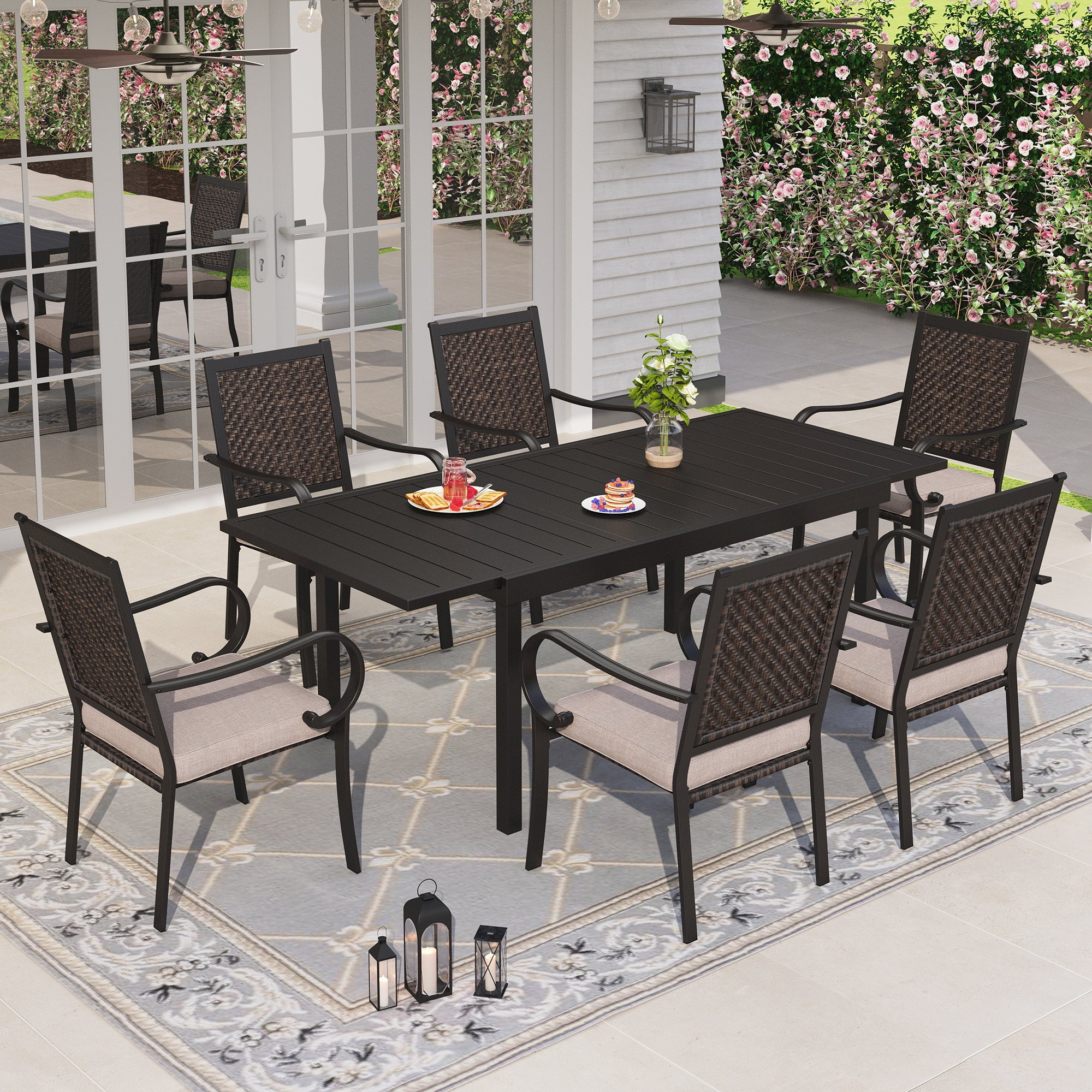 Sophia & William Patio Dining Set, 7-Piece with Wicker Chairs ...